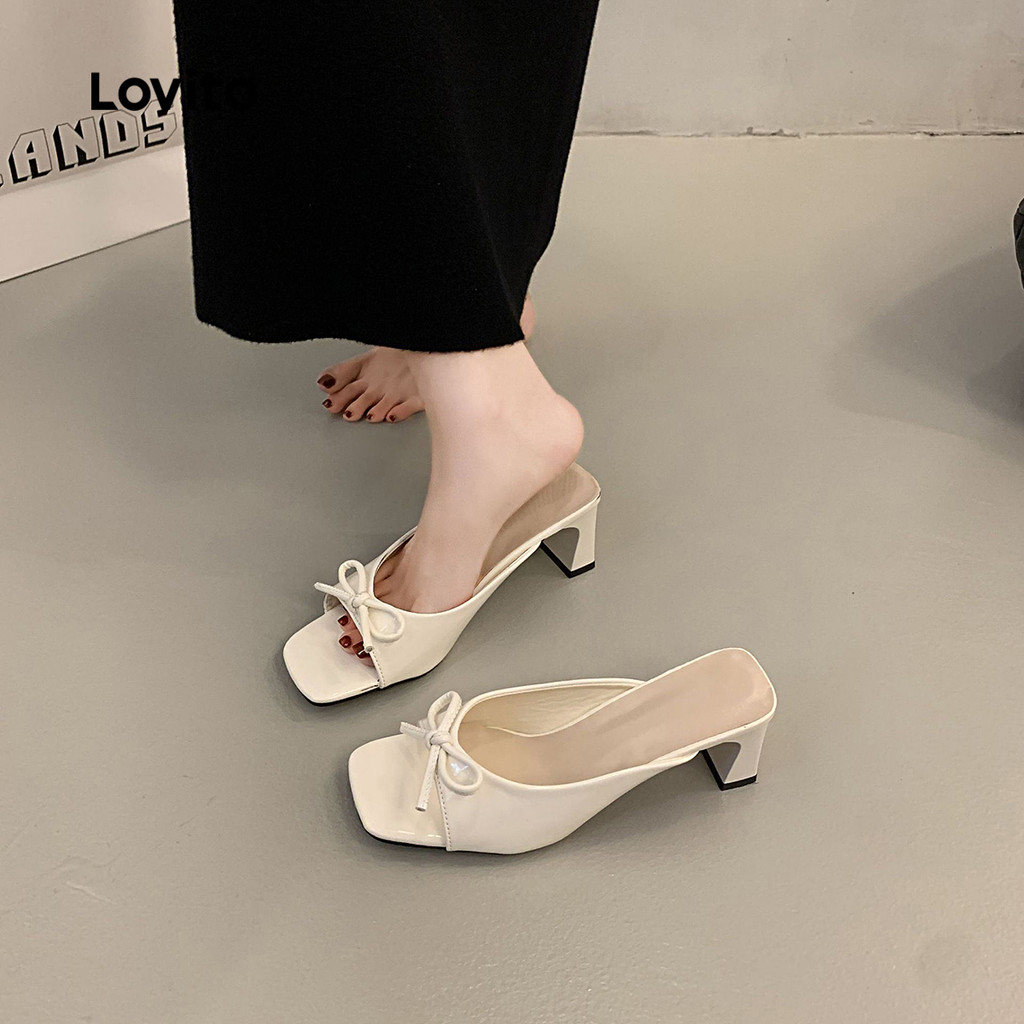 (Lovito Refine) Women Elegant Heels Minimalist French Lazy Style Chunky ...