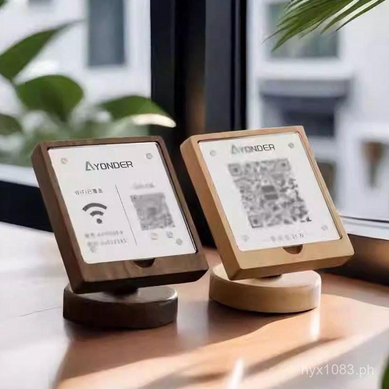 Payment Cashier Counter QR Code Solid Wood Table Cash Receipt Display ...