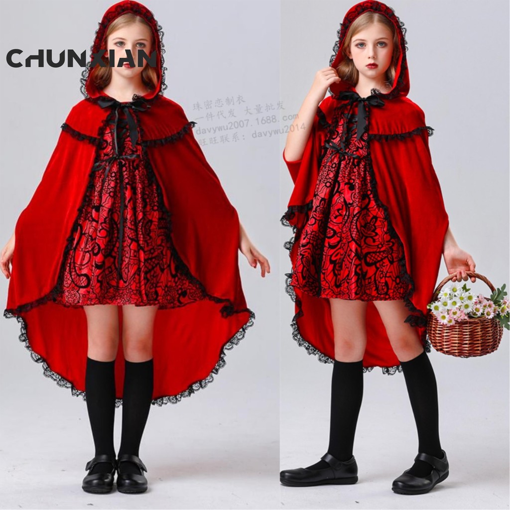Girl Little Red Riding Hood Princess Dress Halloween Masquerade Kids ...