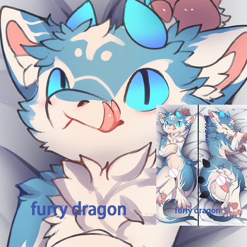 Dakimakura Anime Body Pillow Cover for furry dragon Double-Sided ...