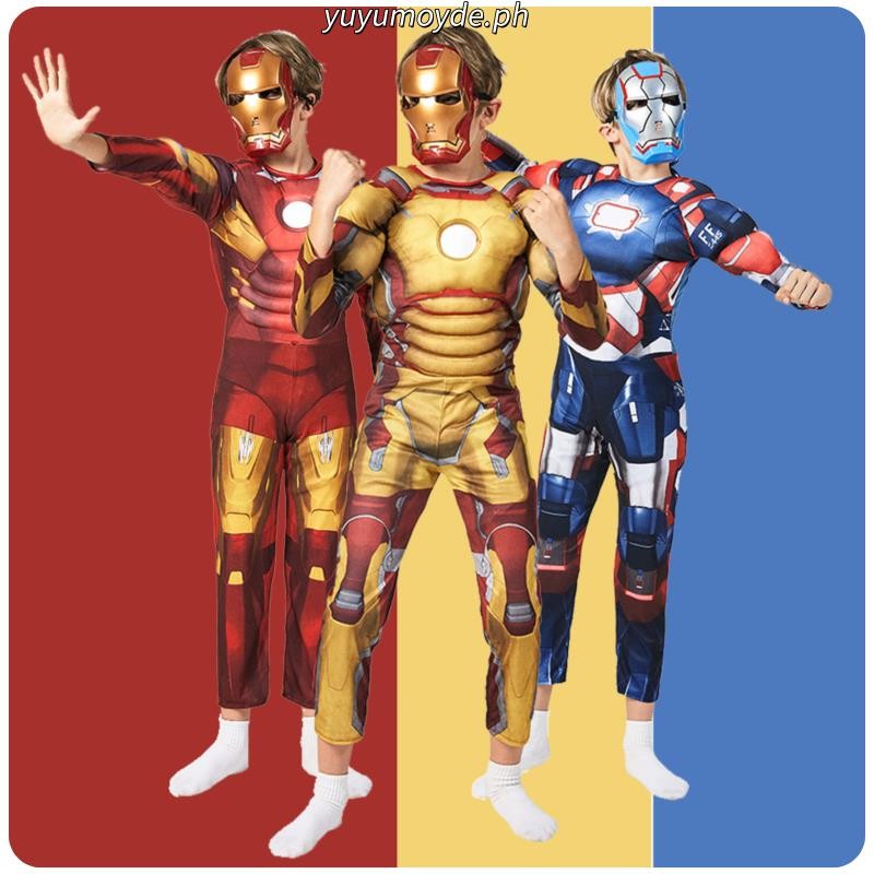 YFhouse Muscle Iron Man Costume, Marvel Superhero Ironman Cosplay Suit ...