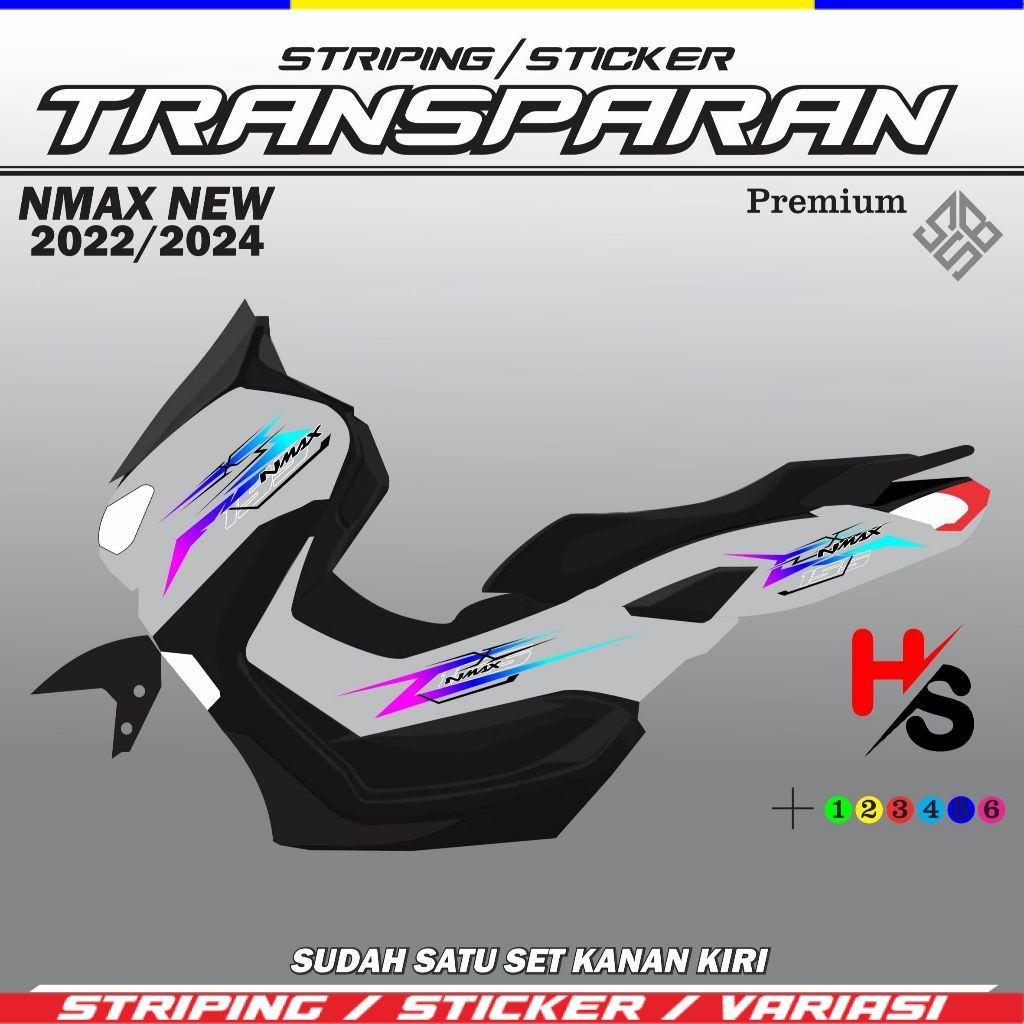 NMAX NEW 155 TRANSPARENT STRIPING N MAX STICKERS LATEST MOTIF SRT COOL ...