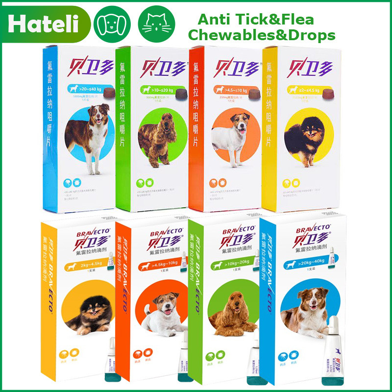 Bravecto Chewable Tablet for Dogs & Bravecto Spot-On Drops Anti Ticks Fleas for 3 Months ...