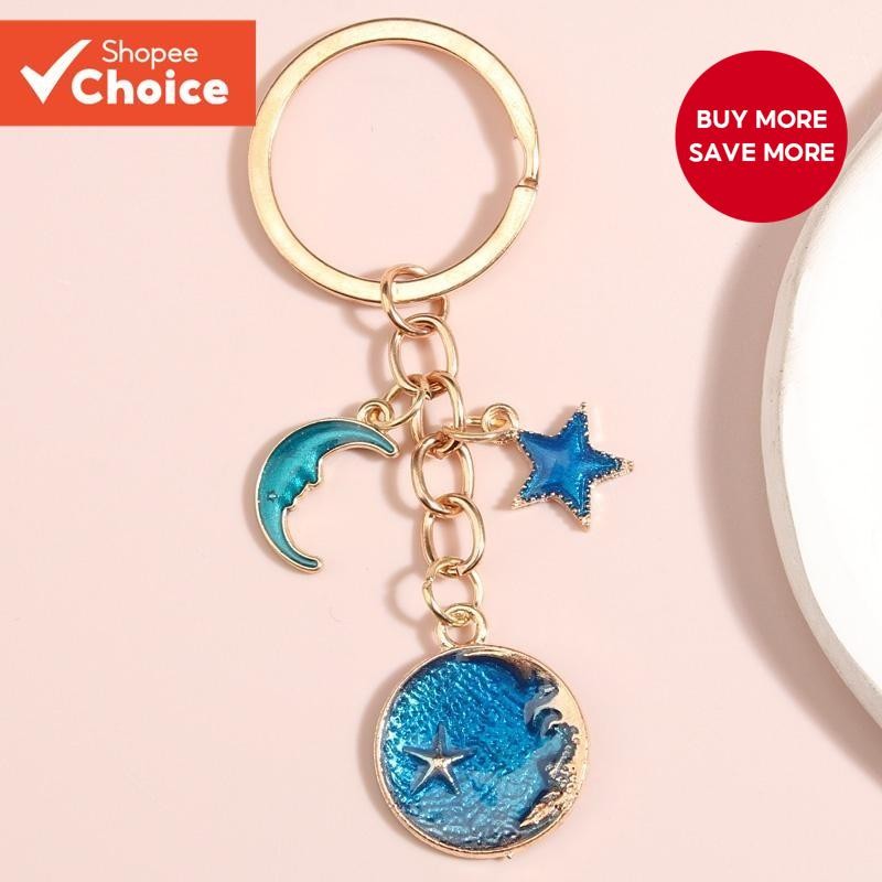 Cute Enamel Keychain Moon Star Key Ring Starry Sky Key Chain Souvenir Gift | Shopee Philippines