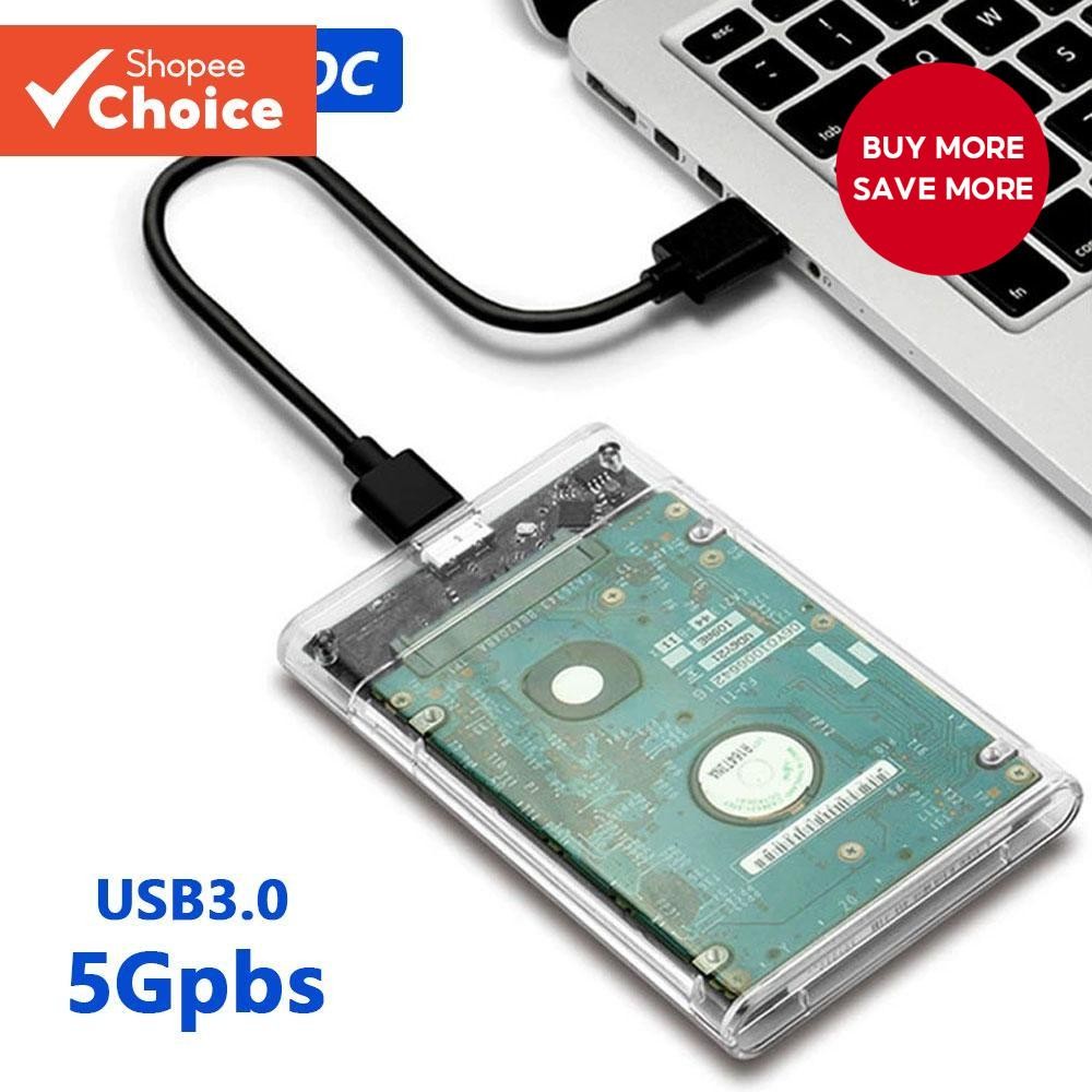 Transparent HDD Case SATA to USB 3.0 Hard Drive Enclosure Case External ...