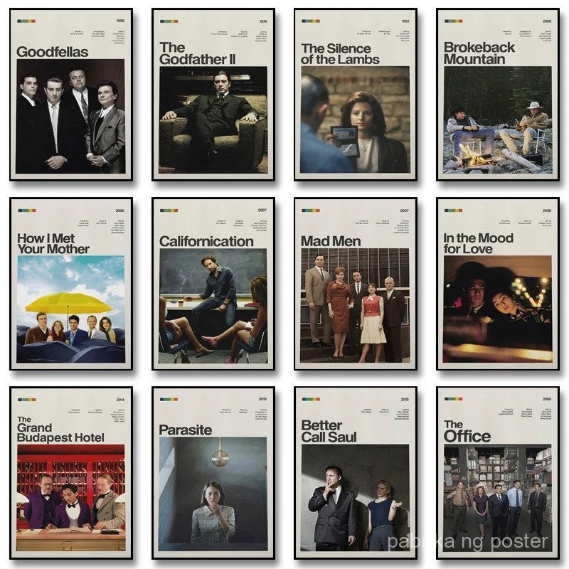 World Famous Classic Movie Works Posters and Prints, Retro Art, Canvas ...