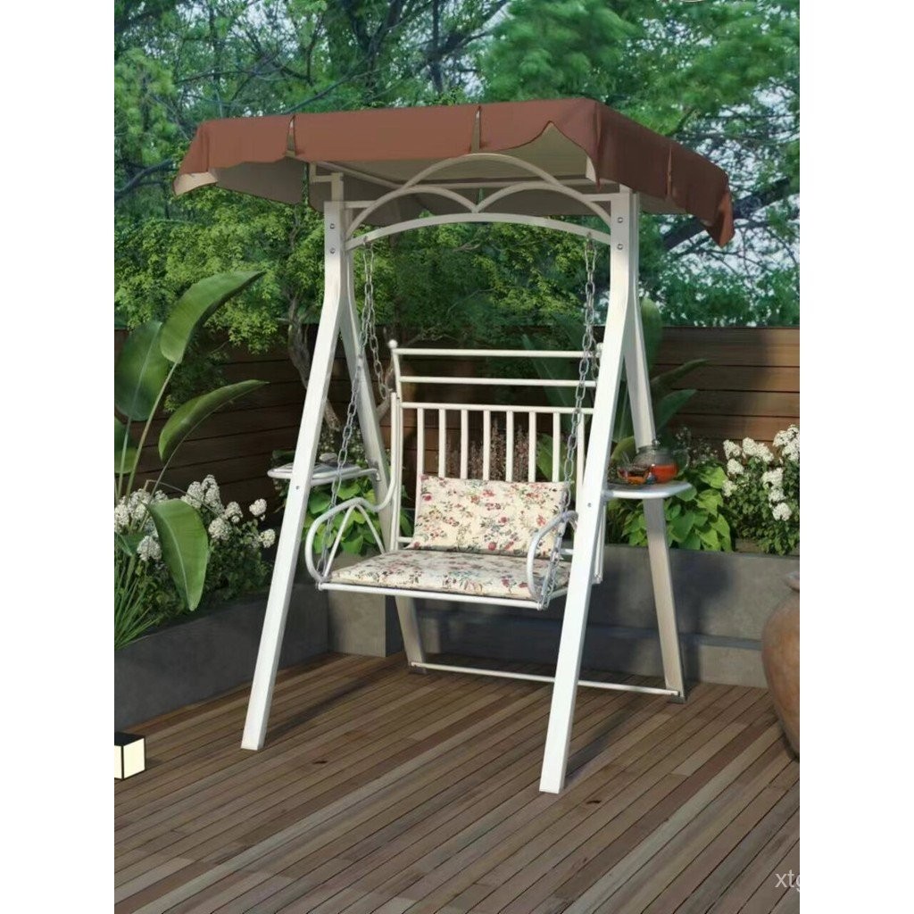 Small Single Person Swing Chair Iron Art Garden Hanging Chair Outdoor ...