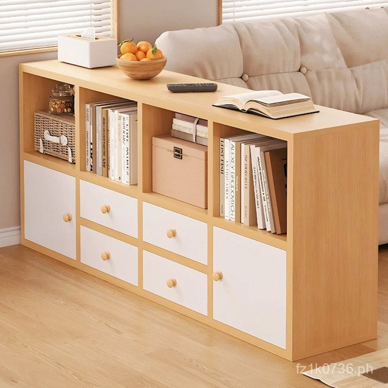 Living Room Solid Wood Book Cabinet Bookshelf Side Cabinet Wall-Mounted ...