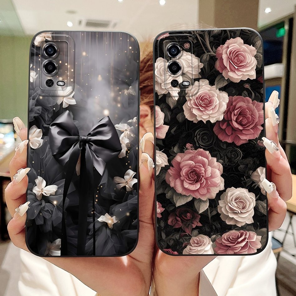 For OPPO A55 CPH2325 Beautiful Bow Rose Painting Casing OppoA55 A 55 4G ...