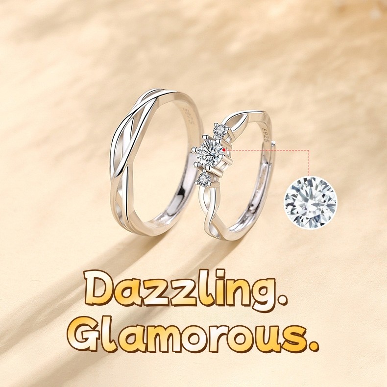 Adjustable Couple Ring for Woman Non Tarnish Promise Wedding Rings ...