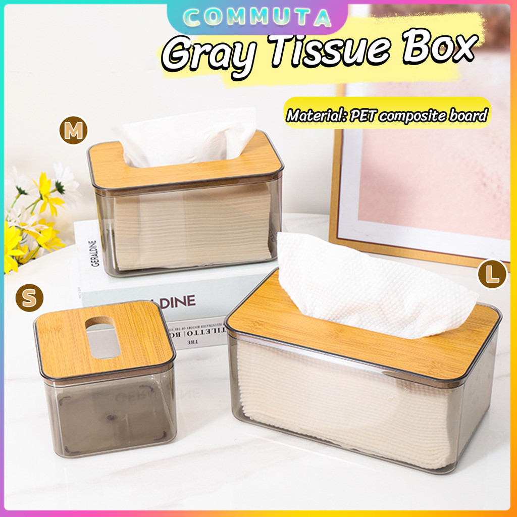 MM Tissue Box Gray Transparent Nordic Style Paper Roll Box Desktop ...