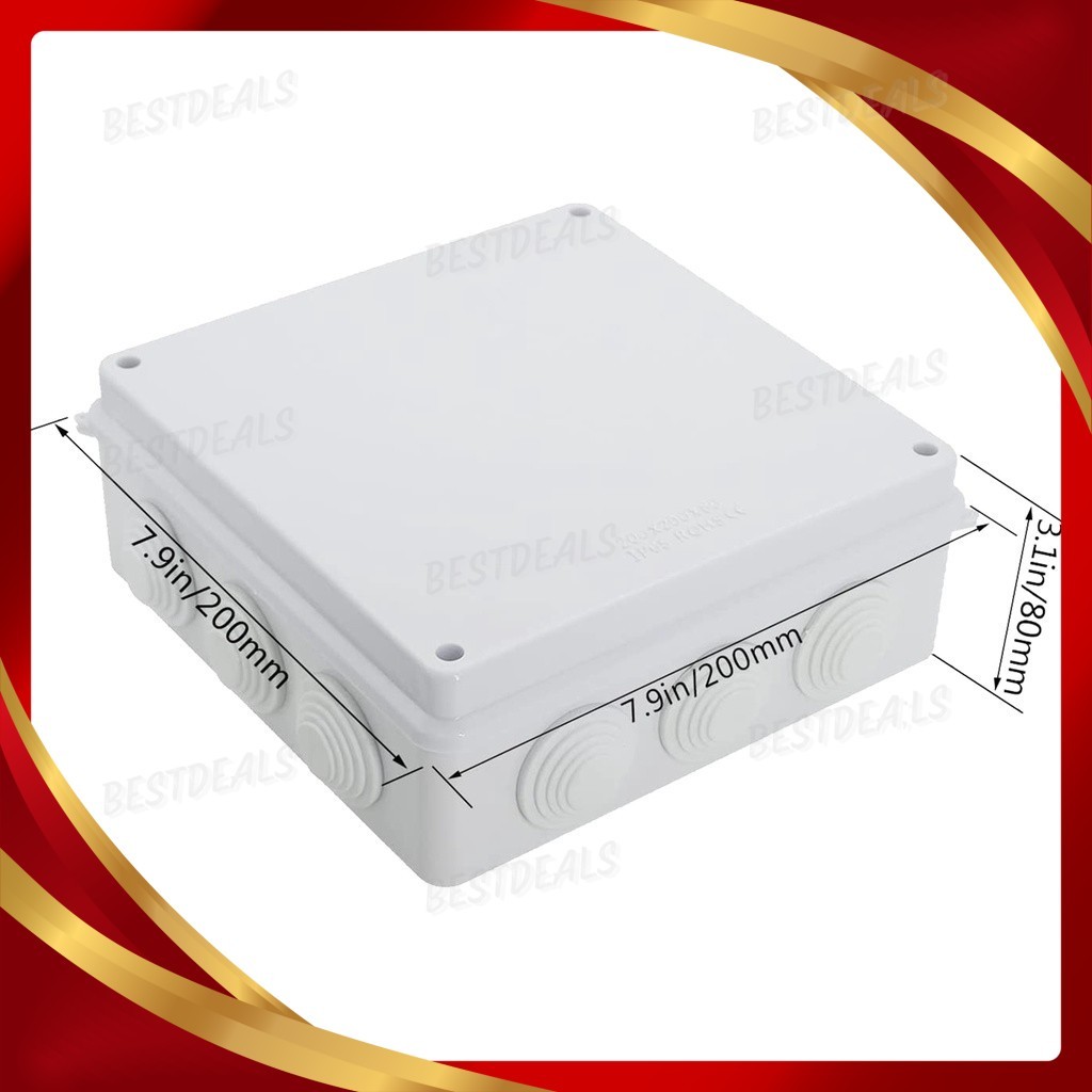 IP65 Waterproof Junction Box – 200x200x80mm – Heavy-Duty Electrical ...
