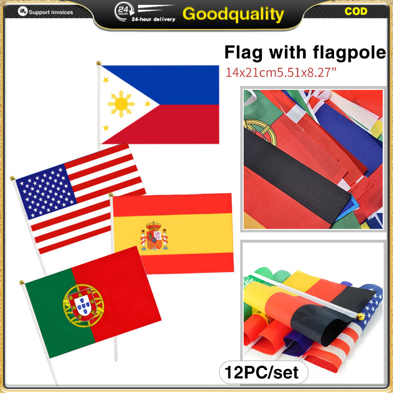 Mini Hand Waving Flag 14x21cm Polyester Small Flag With Plastic ...