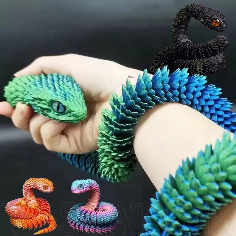 3D Printed Realistic Snake - Movable Joint Fidget Toy Figure - Office ...
