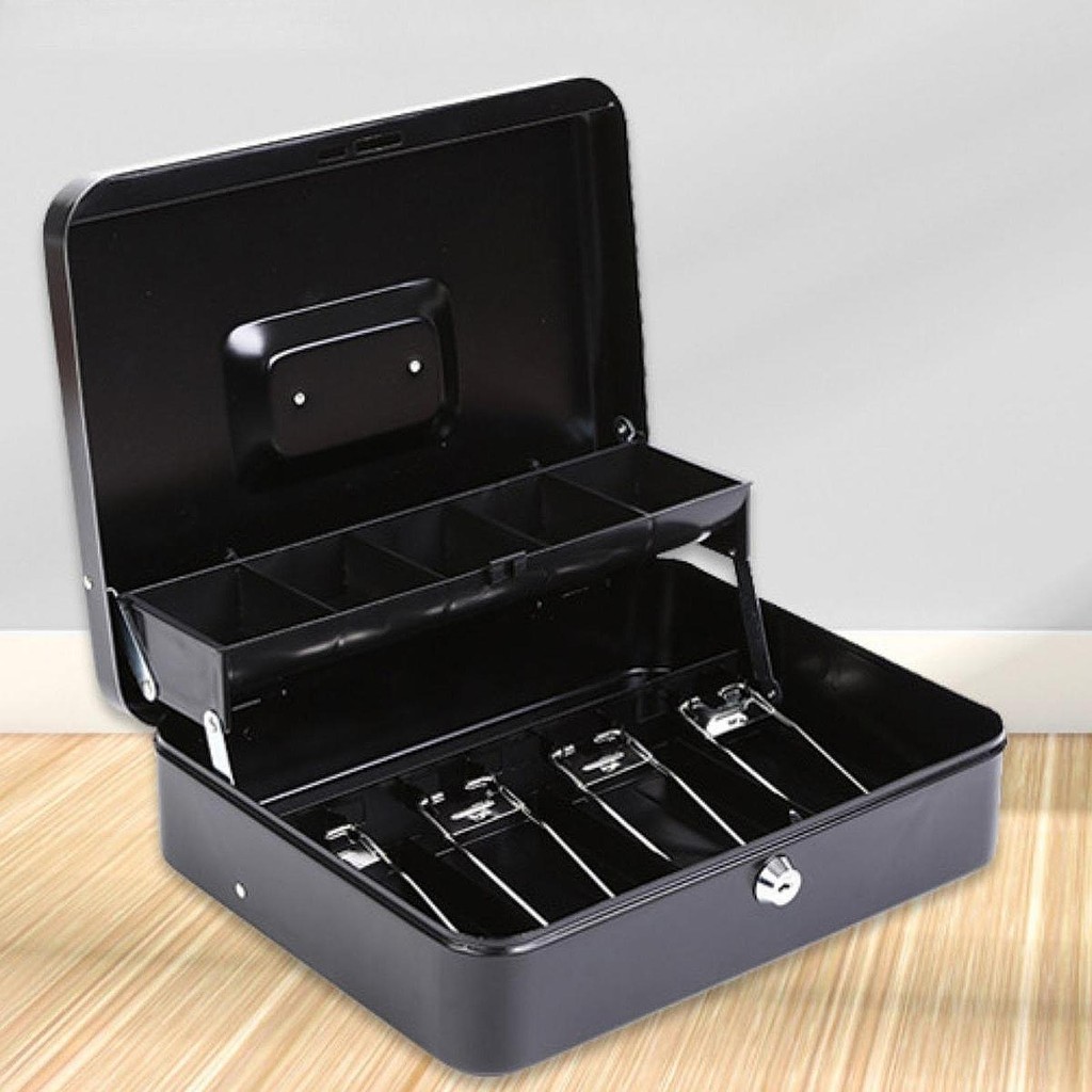[Almencla21] Metal Box Money Saving Organizer Box 2 Tier Tray Removable ...