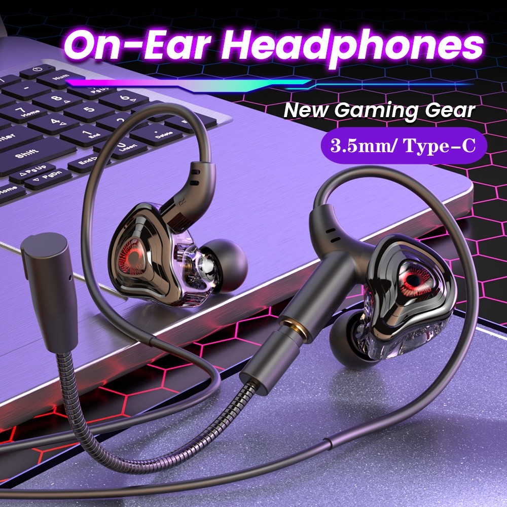 3.5mm/Type-C Port Gamer Headphones In- Ear Wired Earphone HD Noise ...