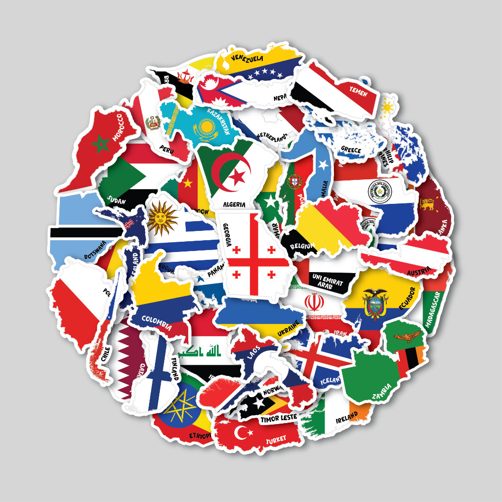 STICKER PACK WORLD MAP FLAG 2 | TUMBLER STICKER | LAPTOP Stickers for ...