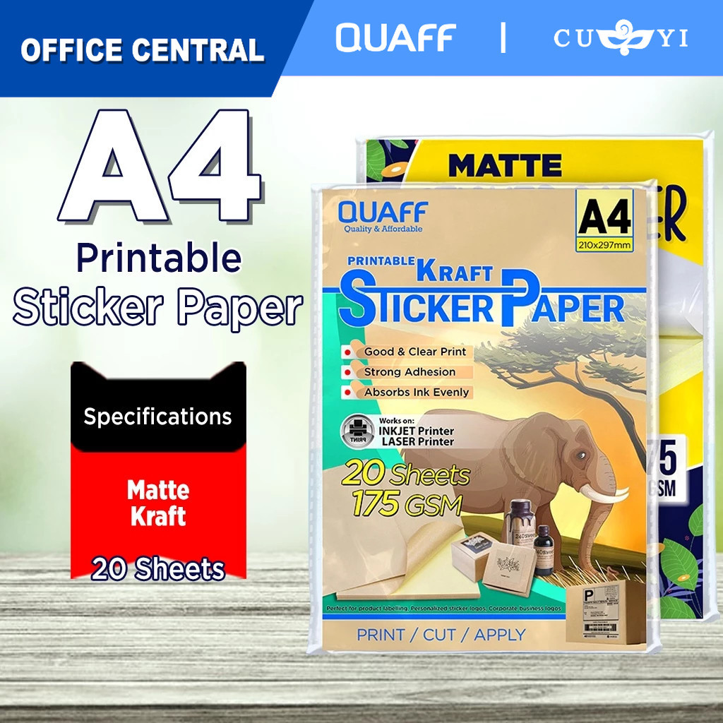 Quaff Matte Sticker Paper 175gsm | Kraft Sticker Paper A4 Size for ...