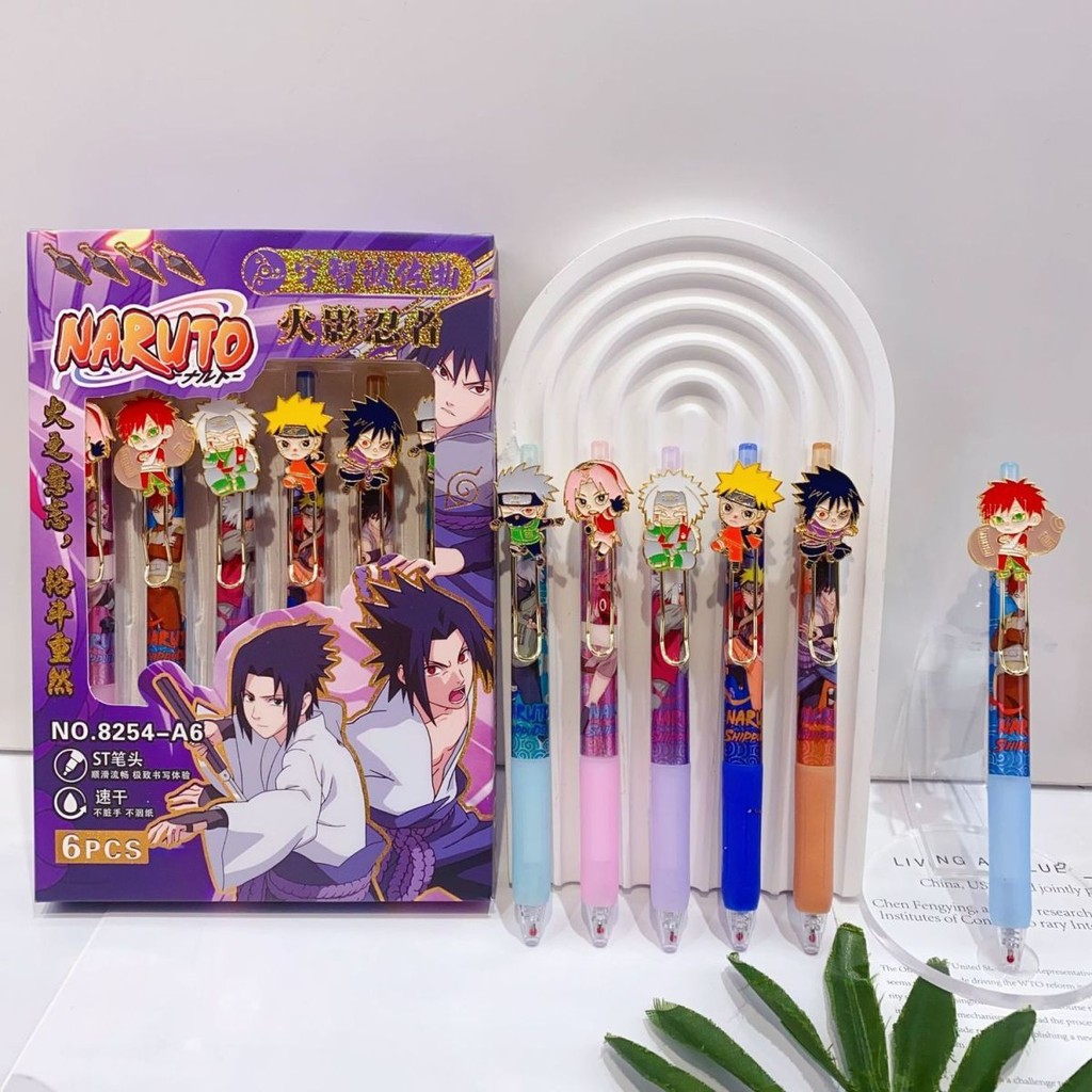 6 Limited Edition Naruto Metal Patch Gel Pens, Student Naruto Cartoon ...