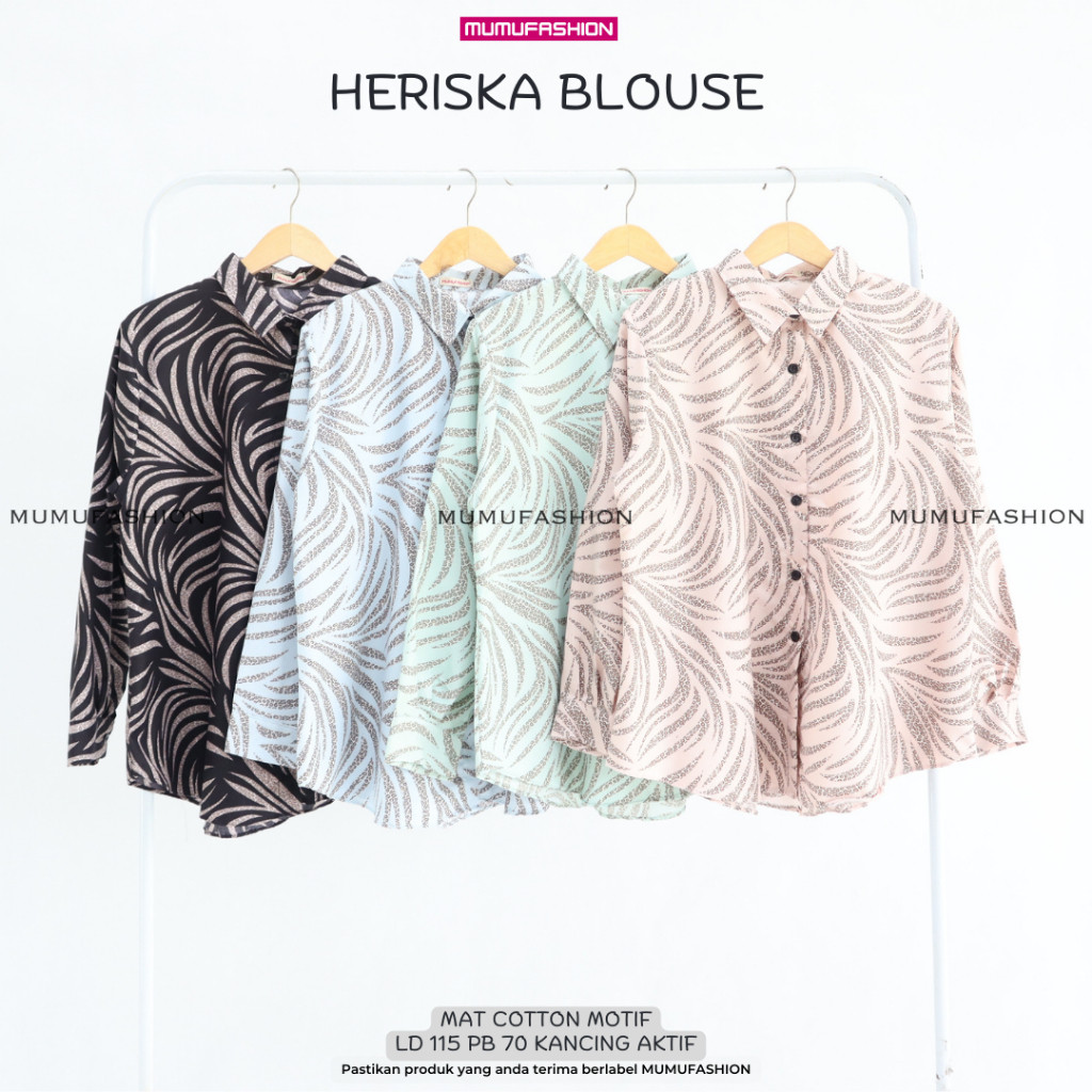 KATUN POLI KEMEJA TKG - HERISKA BLOUSE Women's Poly Pattern Shirt Top ...