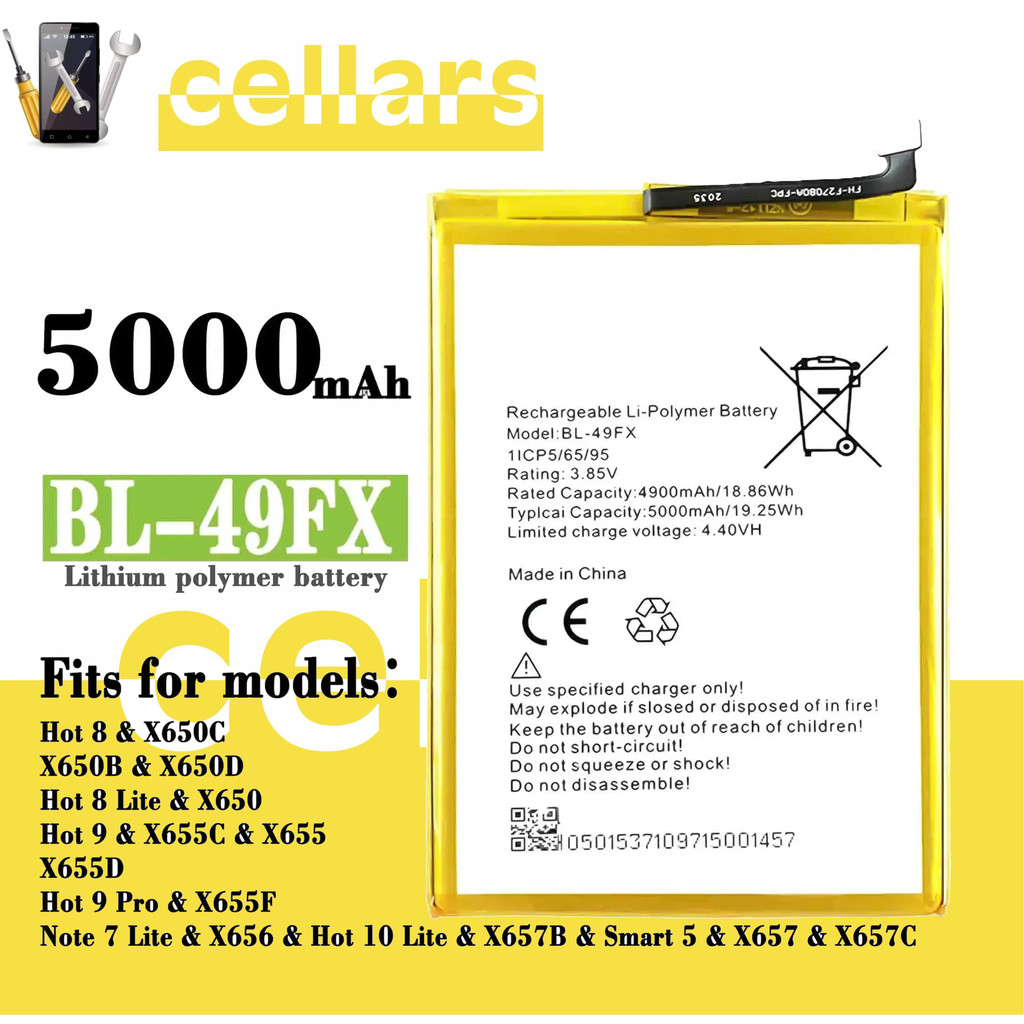 Battery For Infinix BL-49FX Hot 9 X655 X650 Hot8Lite Hot7Lite New ...