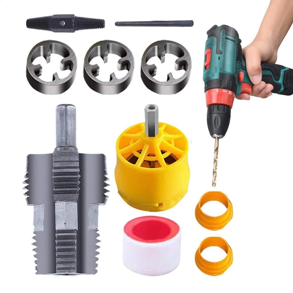 PVC Thread Maker Tool Electric Drill Manual Repair Tool With 3 Dies ...