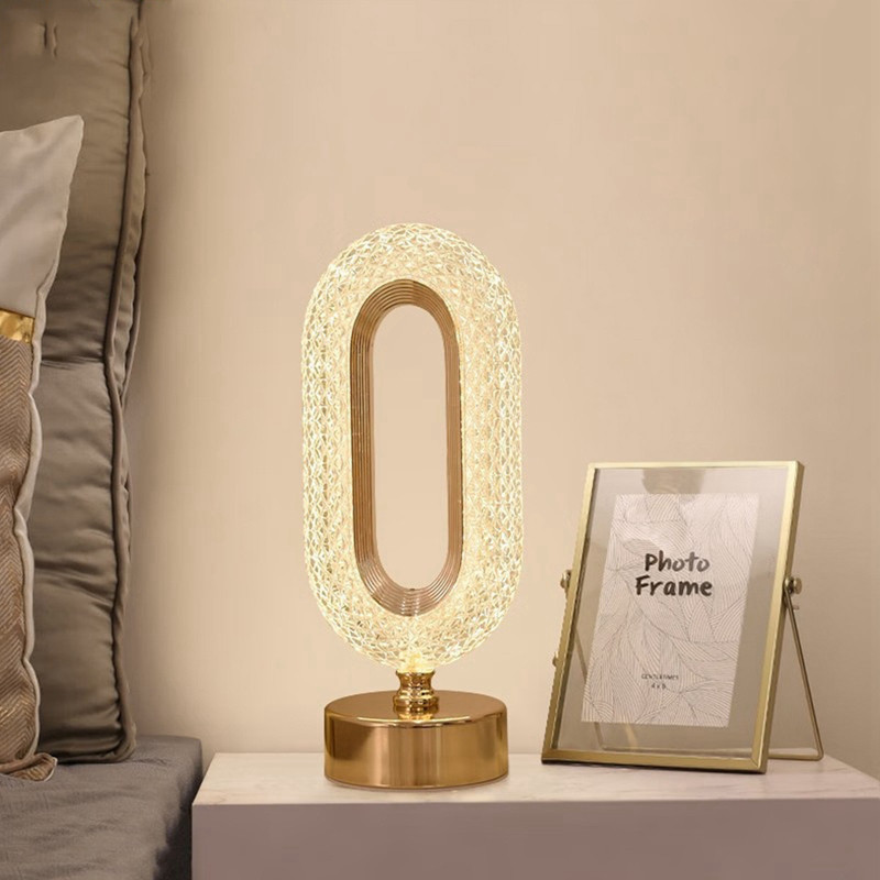 LED Crystal Table Lamp High-End Bedroom Bedside Night Light Three-Color ...