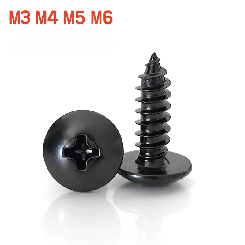 [HKH] Black Carbon Steel Phillips Recessed Truss Head Self-tapping Screw M3 M4 M5 M6 Cross ...