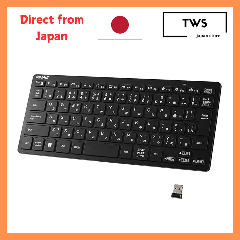 Buffalo Wireless Mini Keyboard Slim Portable with USB Receiver Japanese ...