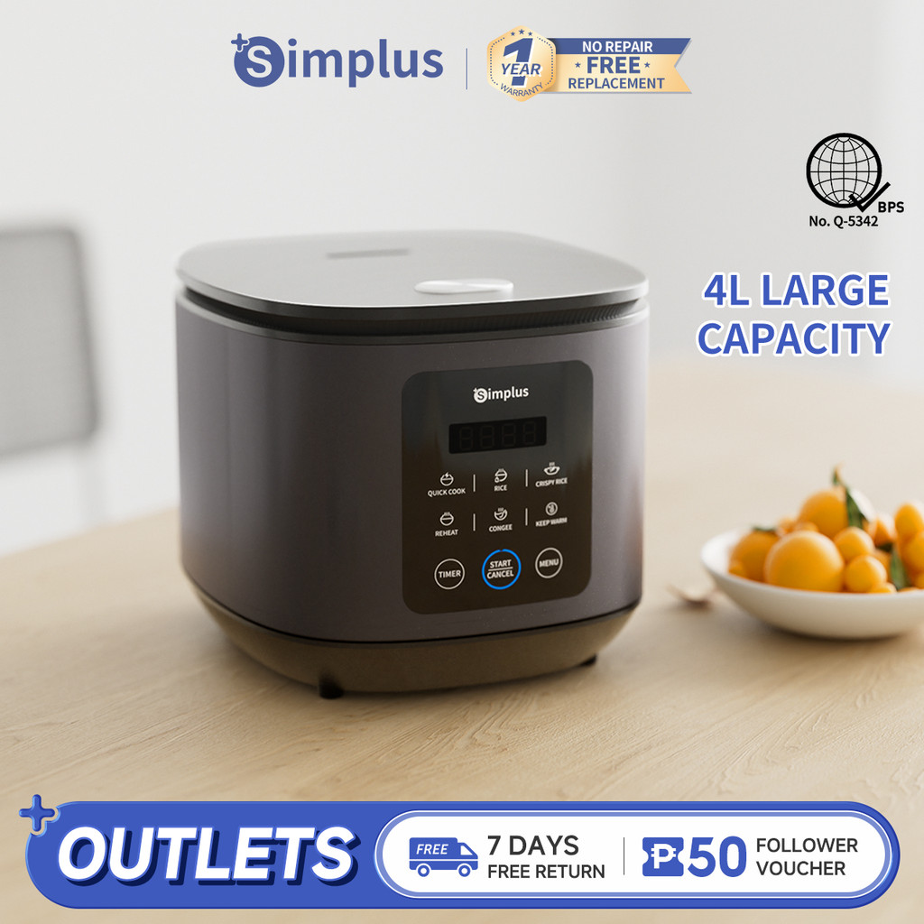 Simplus Rice Cooker Nonstick Inner Pot 24-hour Delay Timer & 6 Preset ...