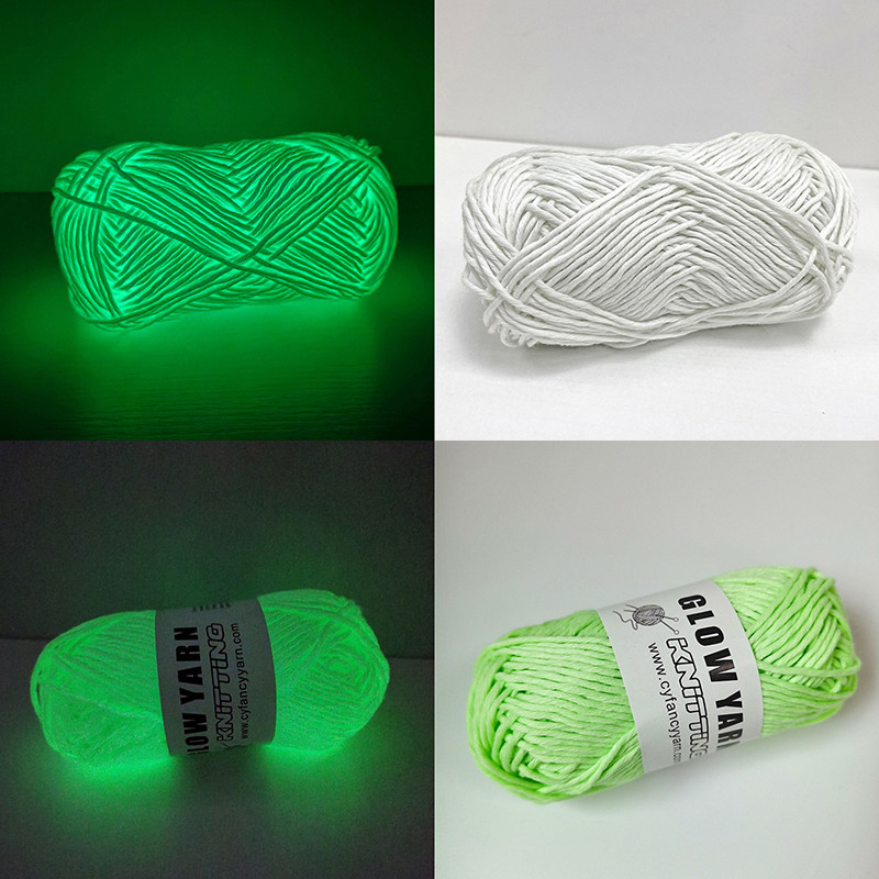 50g/ball Glow in the Dark Yarn 2mm Polyester Luminous Chunky Yarns ...