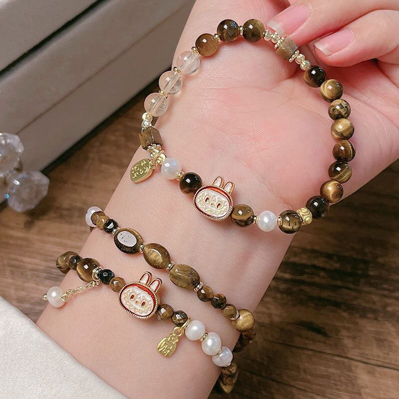Labubu labubu Trendy Play Bracelet Tiger Eye Stone Bracelet Double ...