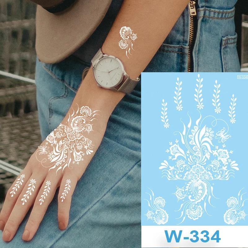 White Henna Hand Tattoo Stickers Lace Indian Waterproof Temporary ...