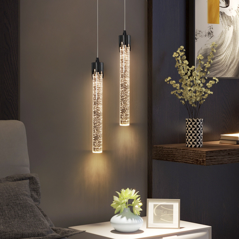 Light Luxury Crystal Small Chandelier Long Line Bar Window Living Room ...