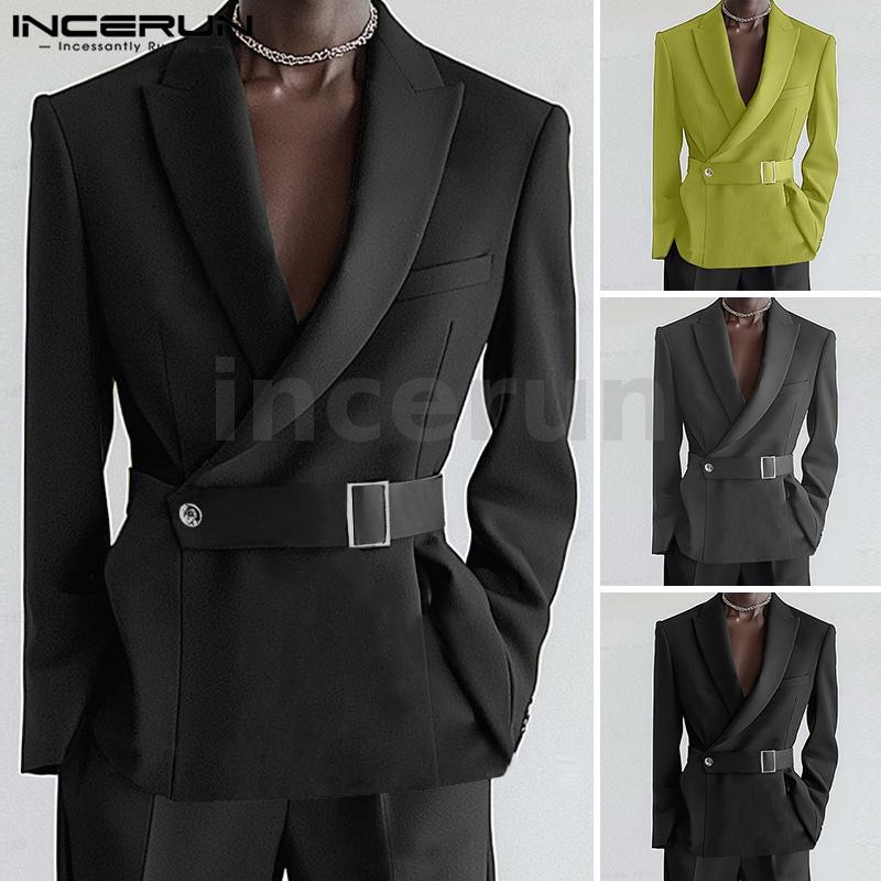 INCERUN Men Vintage Turn Down Collar Long Sleeve Solid Color Casual ...