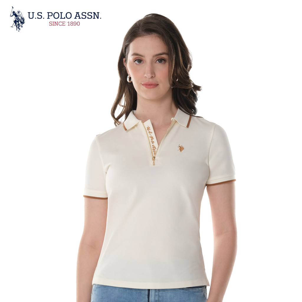 U.S. Polo Ass. Women's Zipper Down Comfort Fit Polo Shirt U800N803 ...
