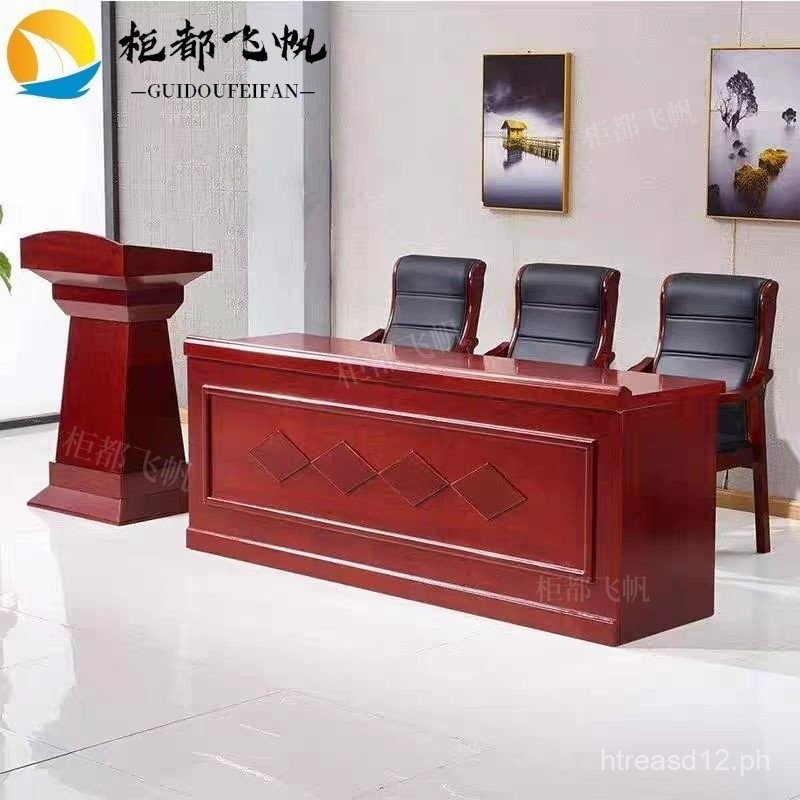 Conference Table and Chair Set with Painted Speech Platform, Meeting ...