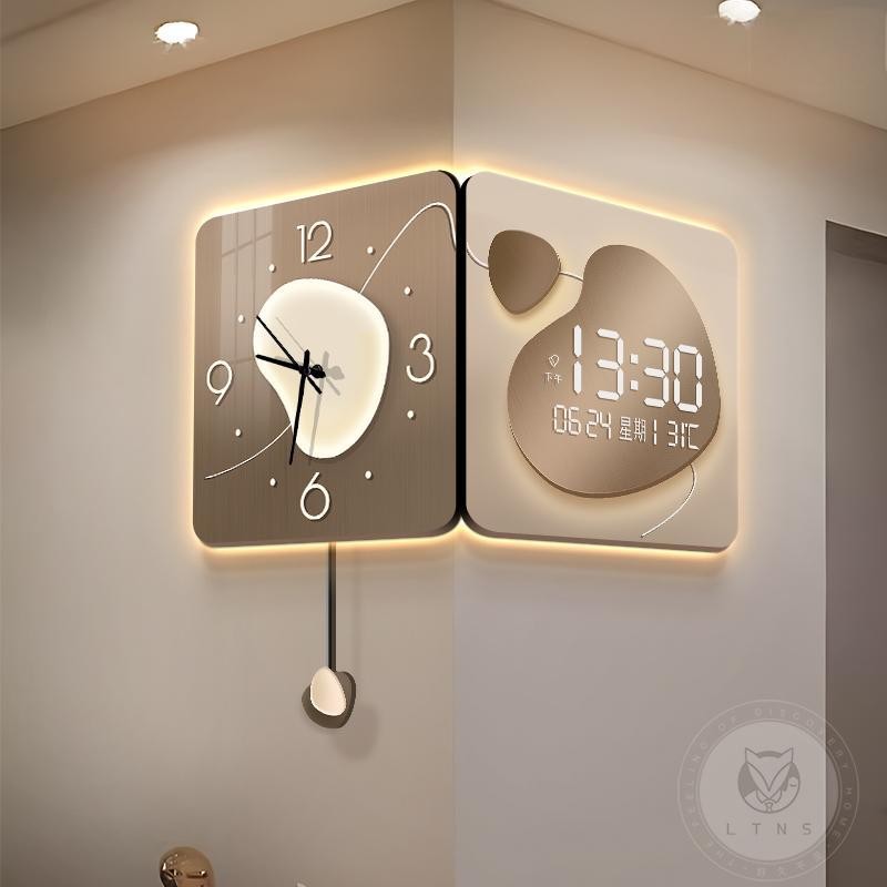 Lucky Stone Corner Wall Clock Perpetual Calendar Electronic Clock Light ...