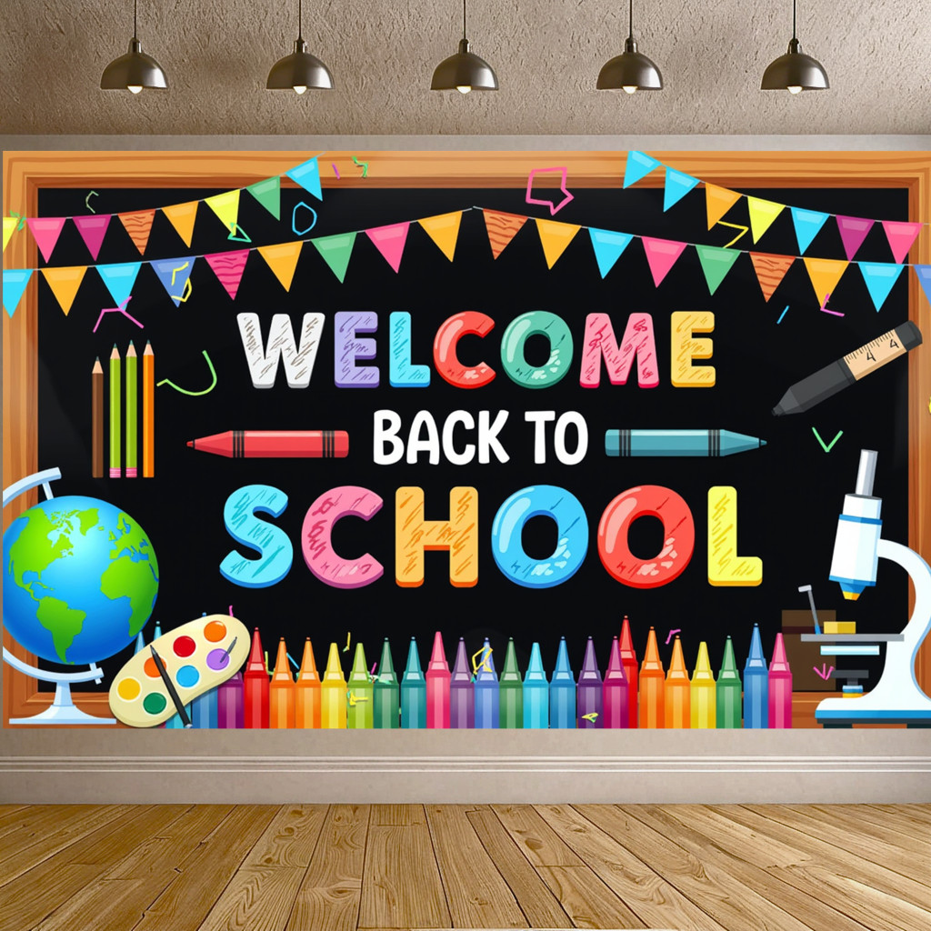 Welcome School Backdrop Educational Classroom Party Decoration Welcome ...