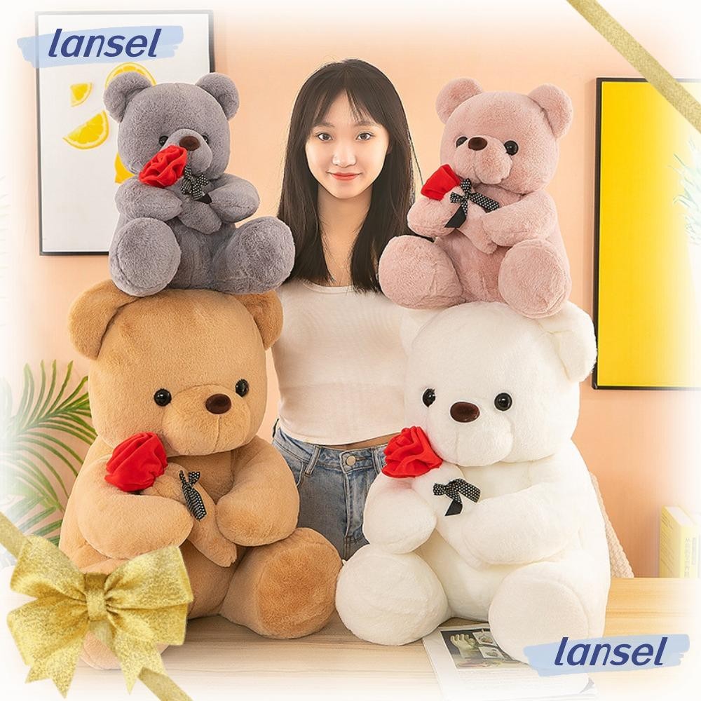 LANSEL Teddy Bear Doll, 25/35CM Large Cute Rose Bear Plush Toy, Kawaii ...