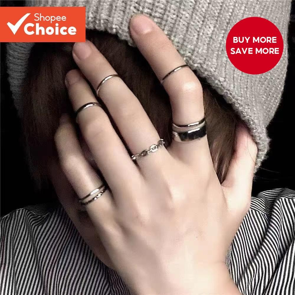 Fashionable 7 Piece Ring Set for Women Ins Style Joint Rings Simple Hip ...