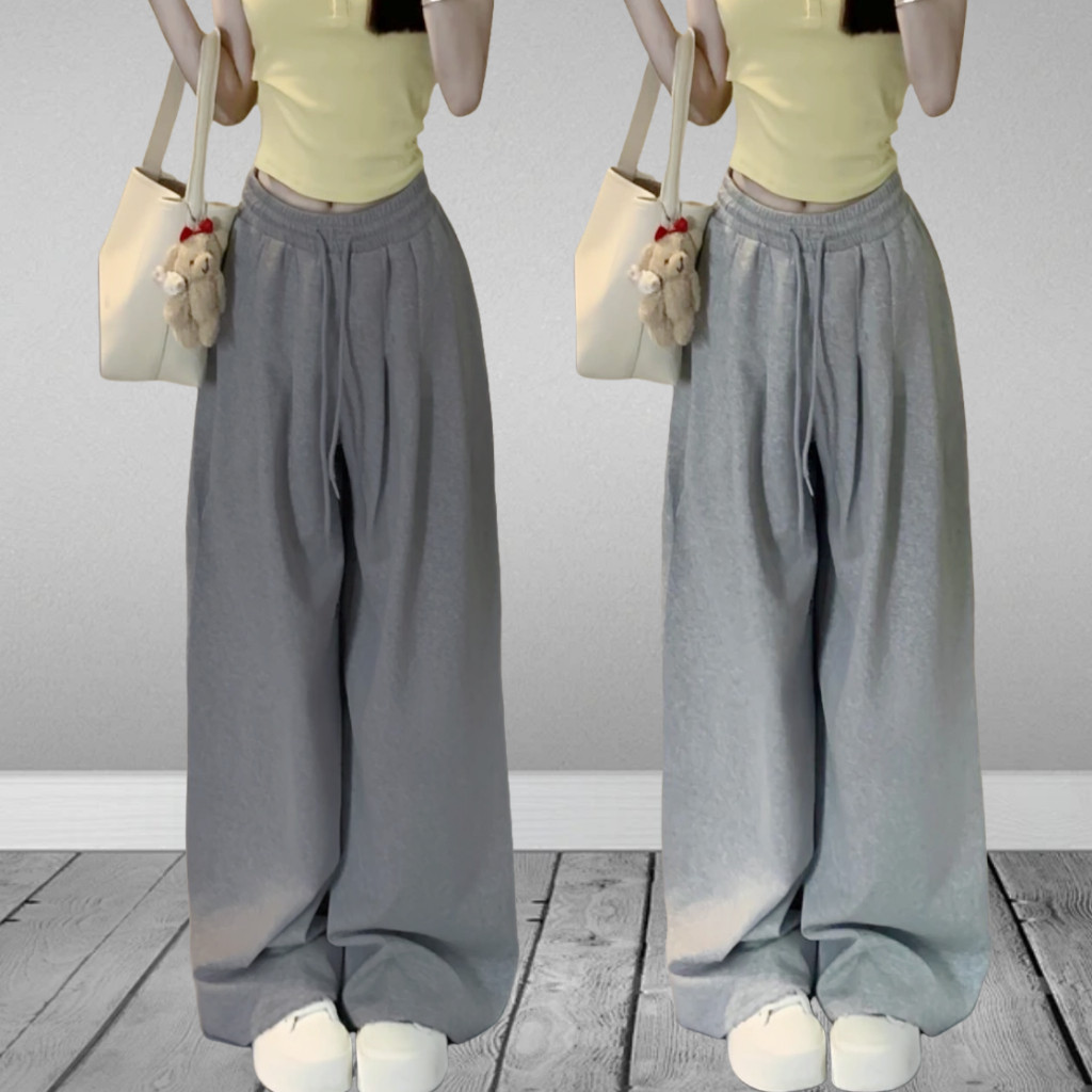 【Sulit Deal】Korean Grey Jogging Pants For Women High Waist Kpop Dance ...