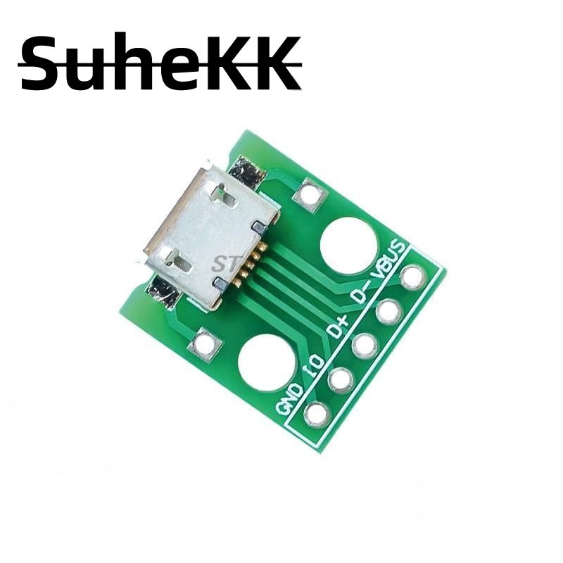 10pcs MICRO USB To DIP Adapter 5pin Female Connector B Type PCB ...