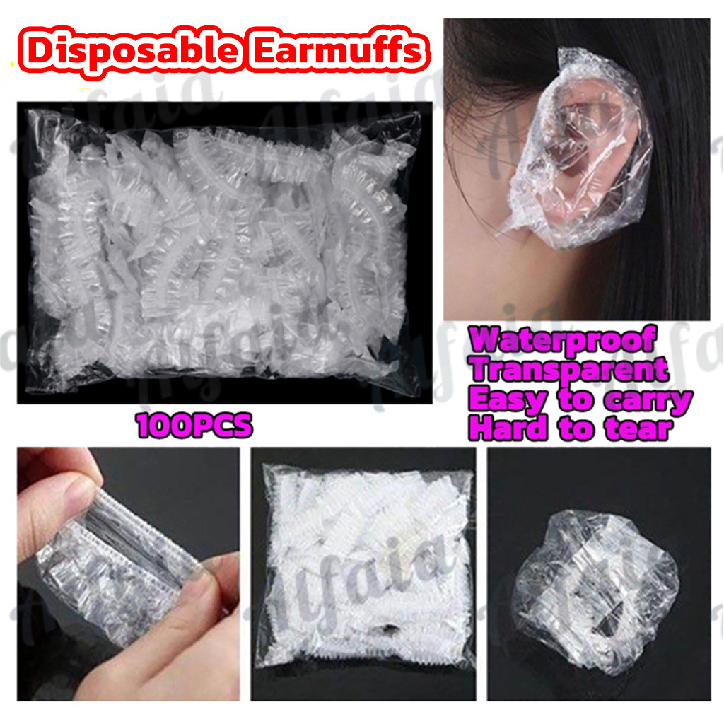 AF Disposable Earmuffs 100Pcs Waterproof Transparent For Hair Dye ...