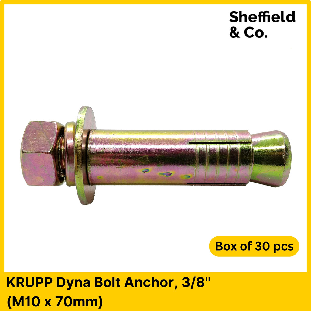 Sheffield Dyna Bolt Anchor, 3/8'' (M10 x 70mm) | (Box of 30 pcs ...