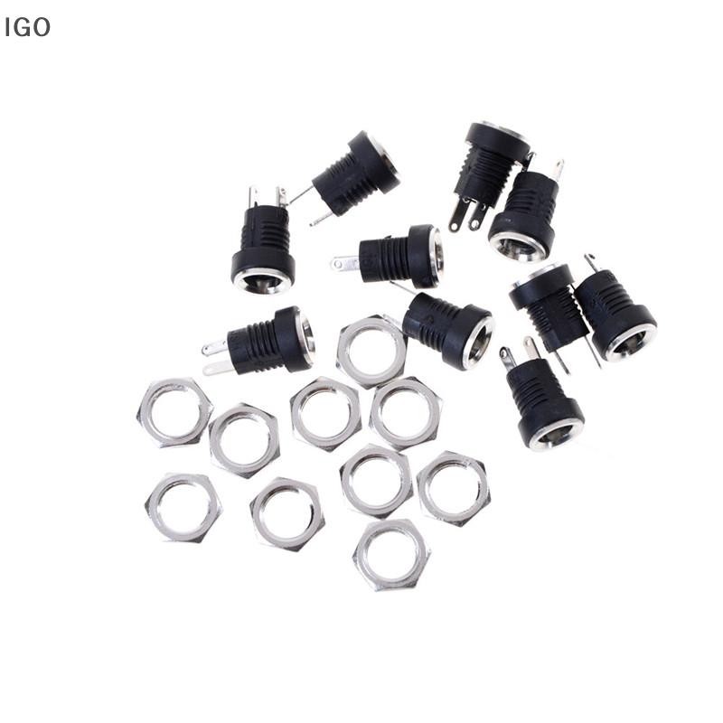IGO 10Pcs DC-022B Power Supply Jack Socket Female Panel Mount Connector ...