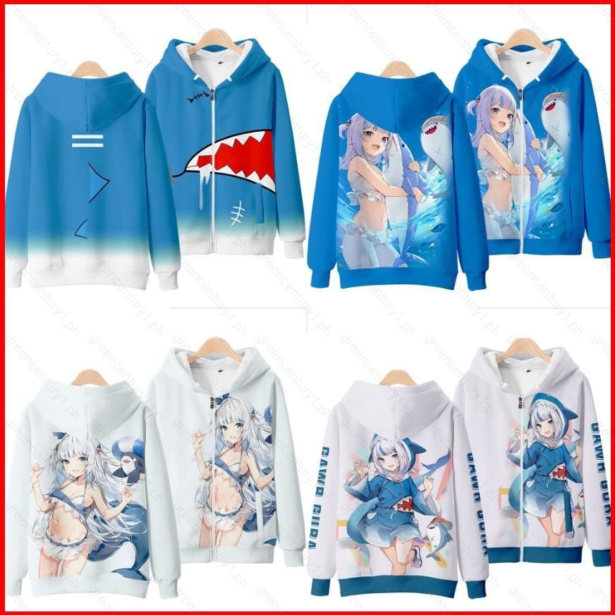 YS Hololive Gawr Gura Jacket Unisex Top Long Sleeve Zipper Coat Anime ...