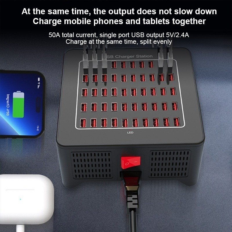 Multi USB Charger Station 200W/250W Fast Charging Smart Wall Charger ...