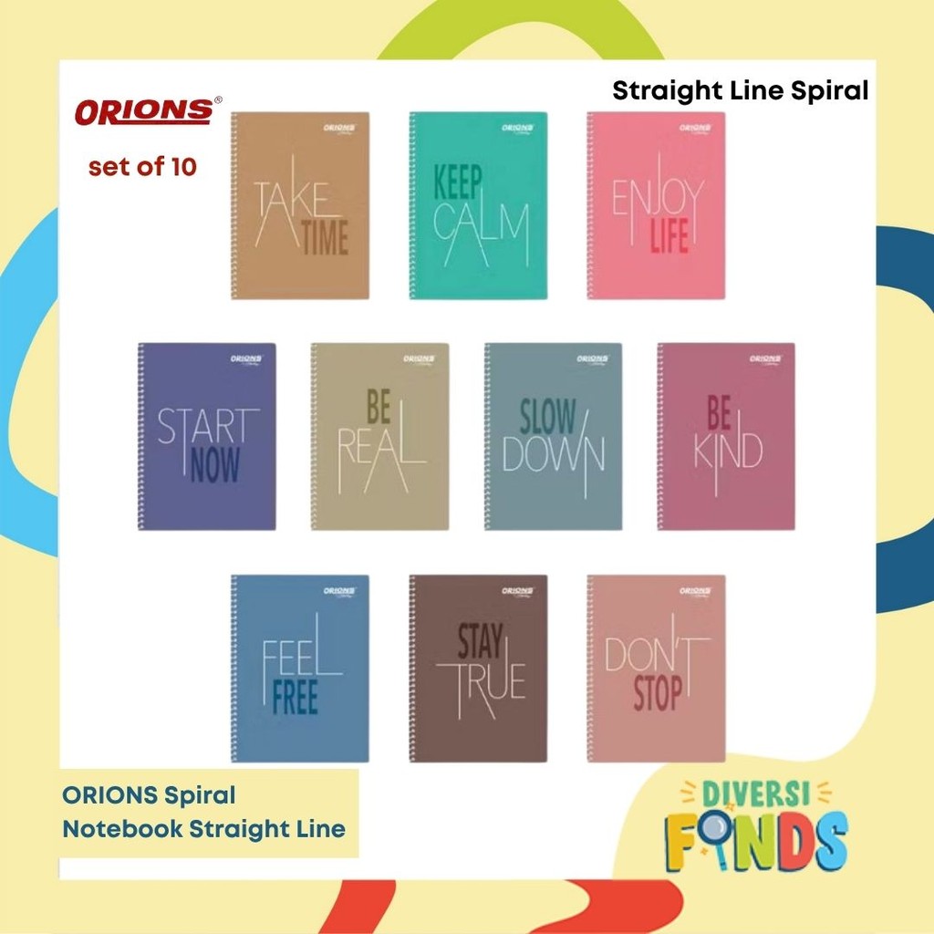 Orions STRAIGHT LINE Spiral Notebook W/Plastic Jacket - Set of 3, 6, 10 ...