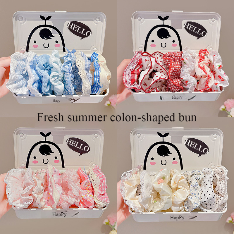 Lace Bow Scrunchie Set for Women Cute Floral Hair Tie Set High Elastic ...